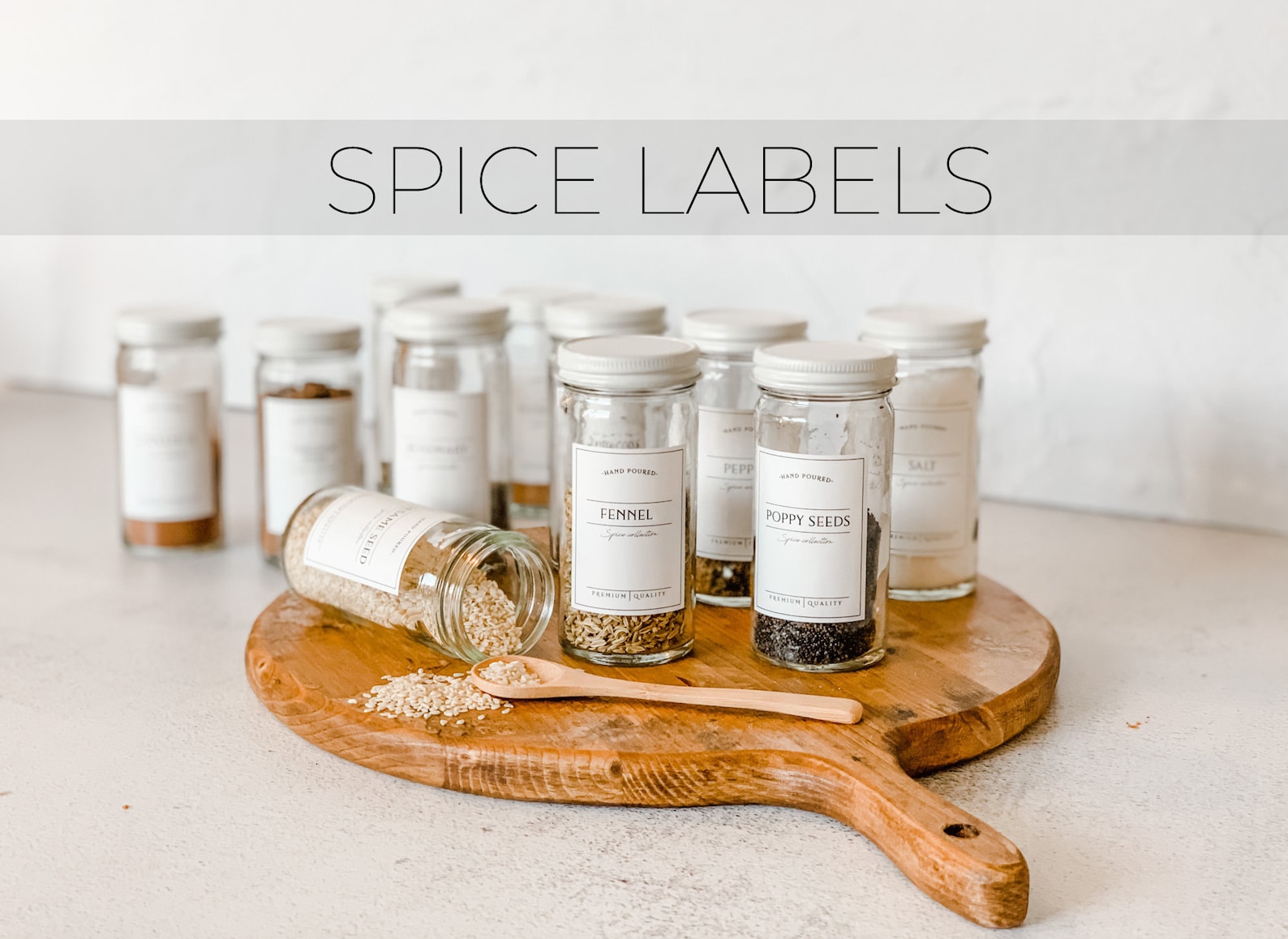 Spice Labels - Set of 40 - Vinyl Waterproof Spice Jar Labels ...