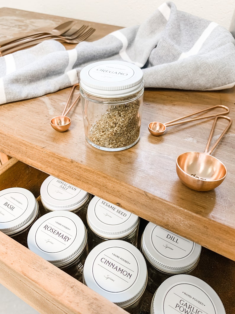 Round Spice Labels Set of 12 Vinyl Waterproof Spice Lid - Etsy