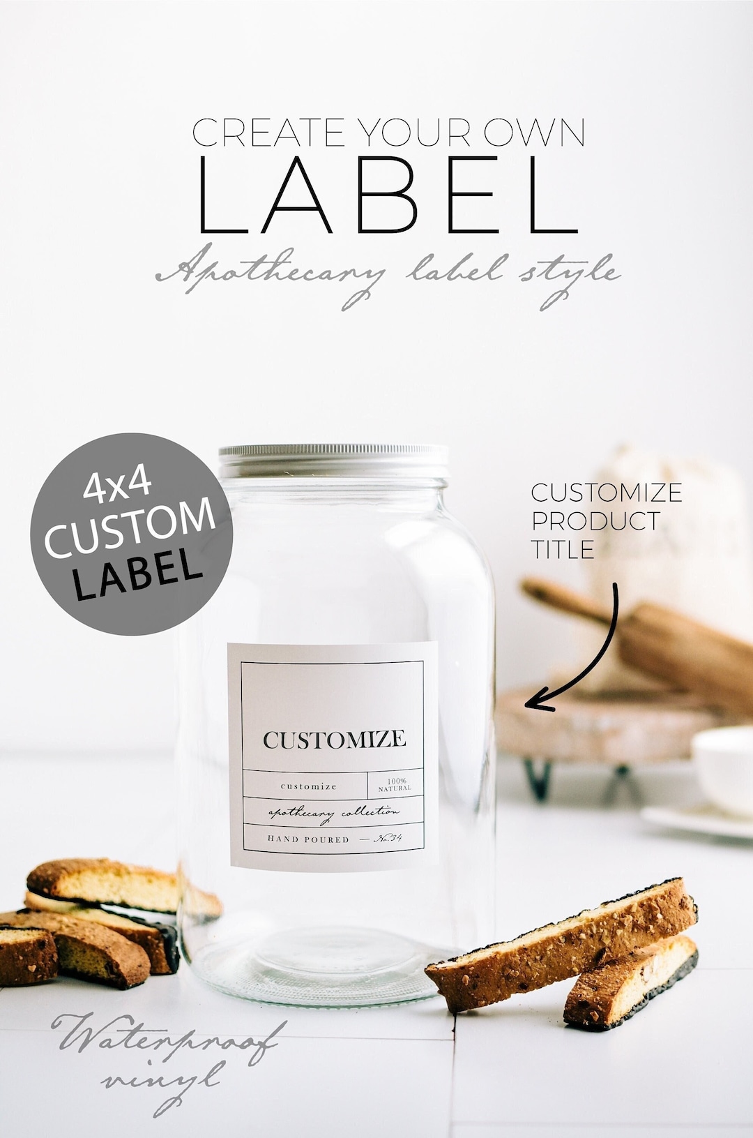 CUSTOM 4x4 Label - Vinyl Labels - Canister Labels - Jar Labels - Labels ...