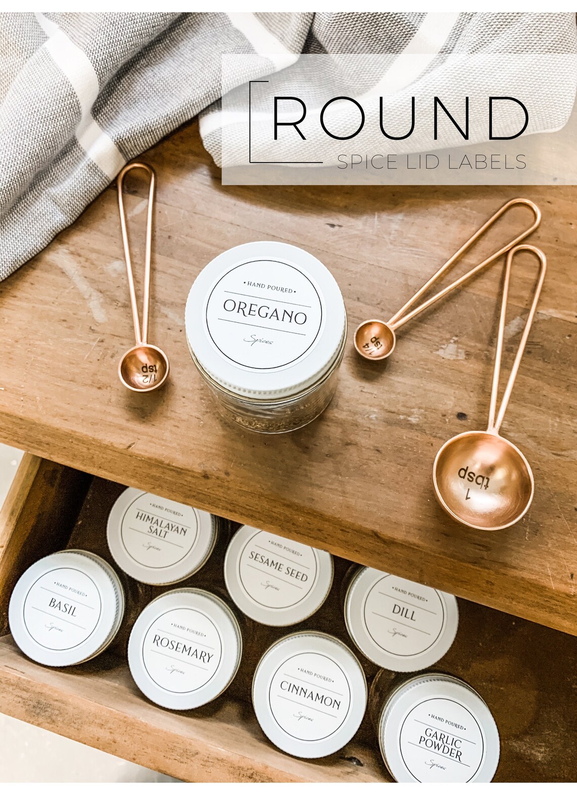 ROUND Spice Labels SIGNATURE Style Vinyl Waterproof Spice - Etsy
