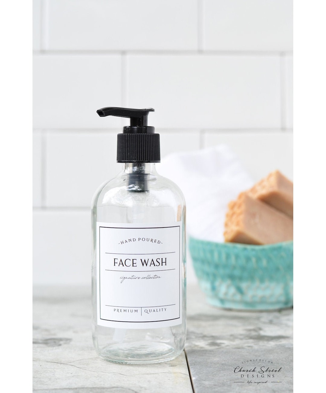 16oz CLEAR Face Wash Bottle, Premium Black Plastic Pump, Refillable ...