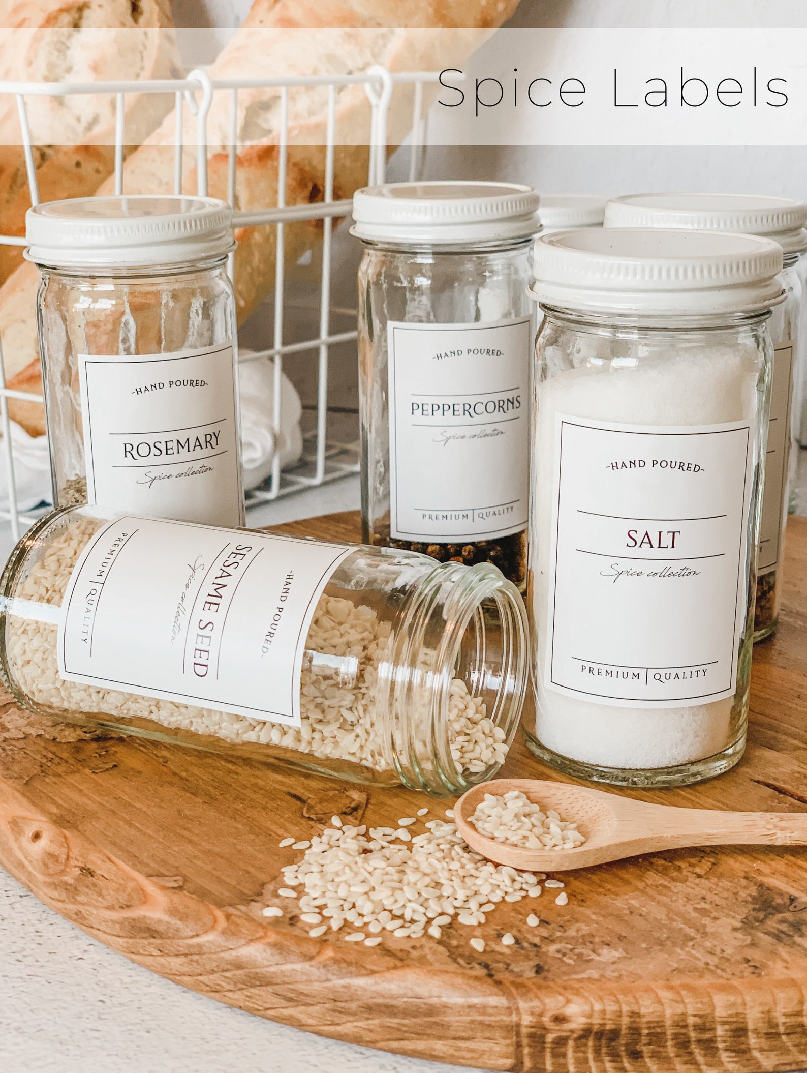 Spice Labels - Set of 40 - Vinyl Waterproof Spice Jar Labels ...