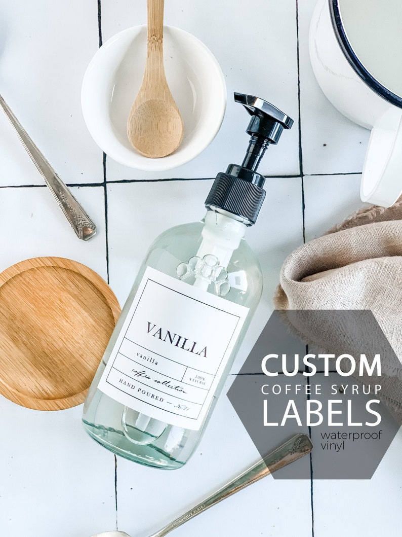 Custom APOTHECARY Coffee Syrup Labels Waterproof Label | Etsy