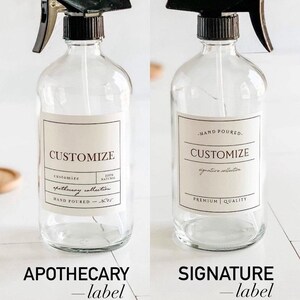 8oz CLEAR Glass Bottle, Refillable Bottle With Waterproof Labels, 8oz ...