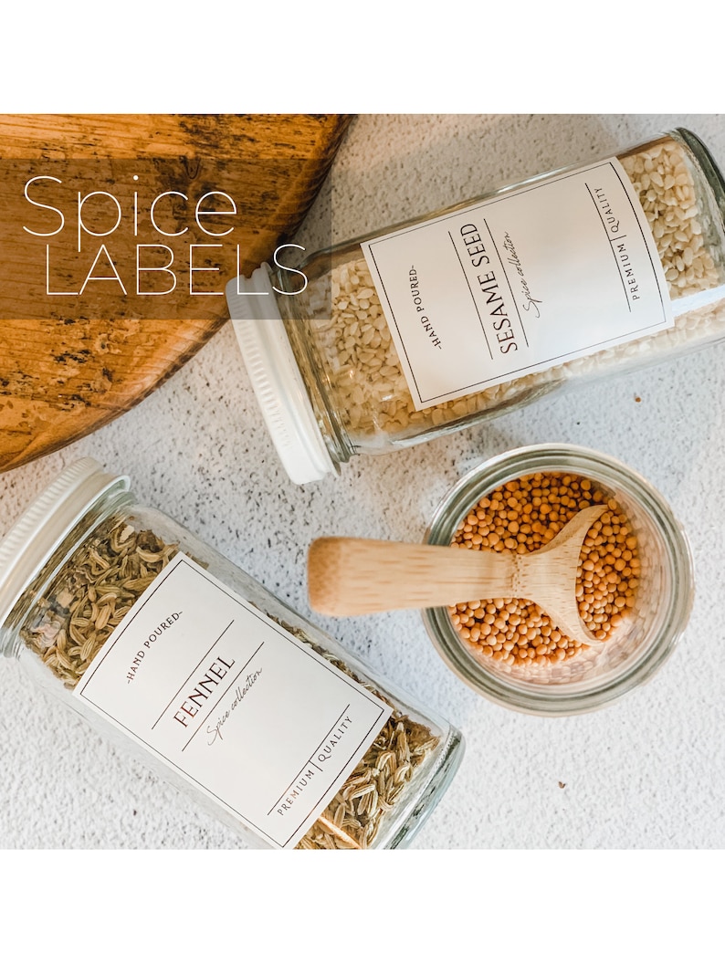 Spice Labels - Set of 40 - Vinyl Waterproof Spice Jar Labels ...