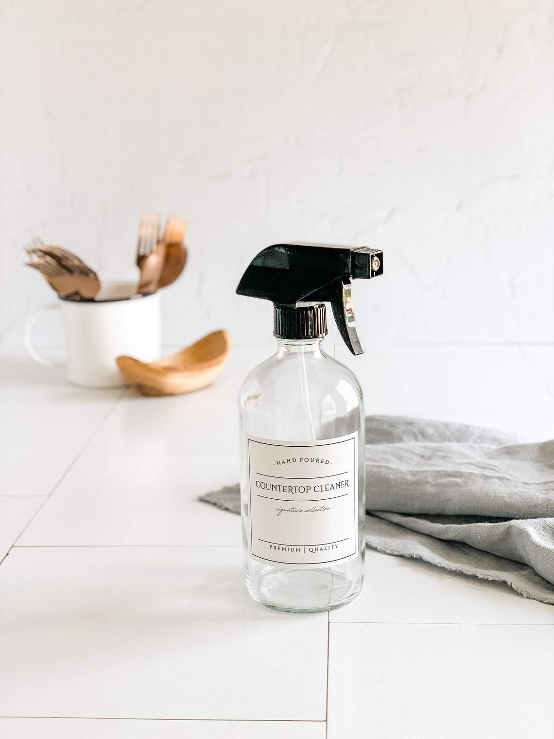 16oz CLEAR Glass Spray Bottle - Pick Your Bottle - Choose Your Label ...