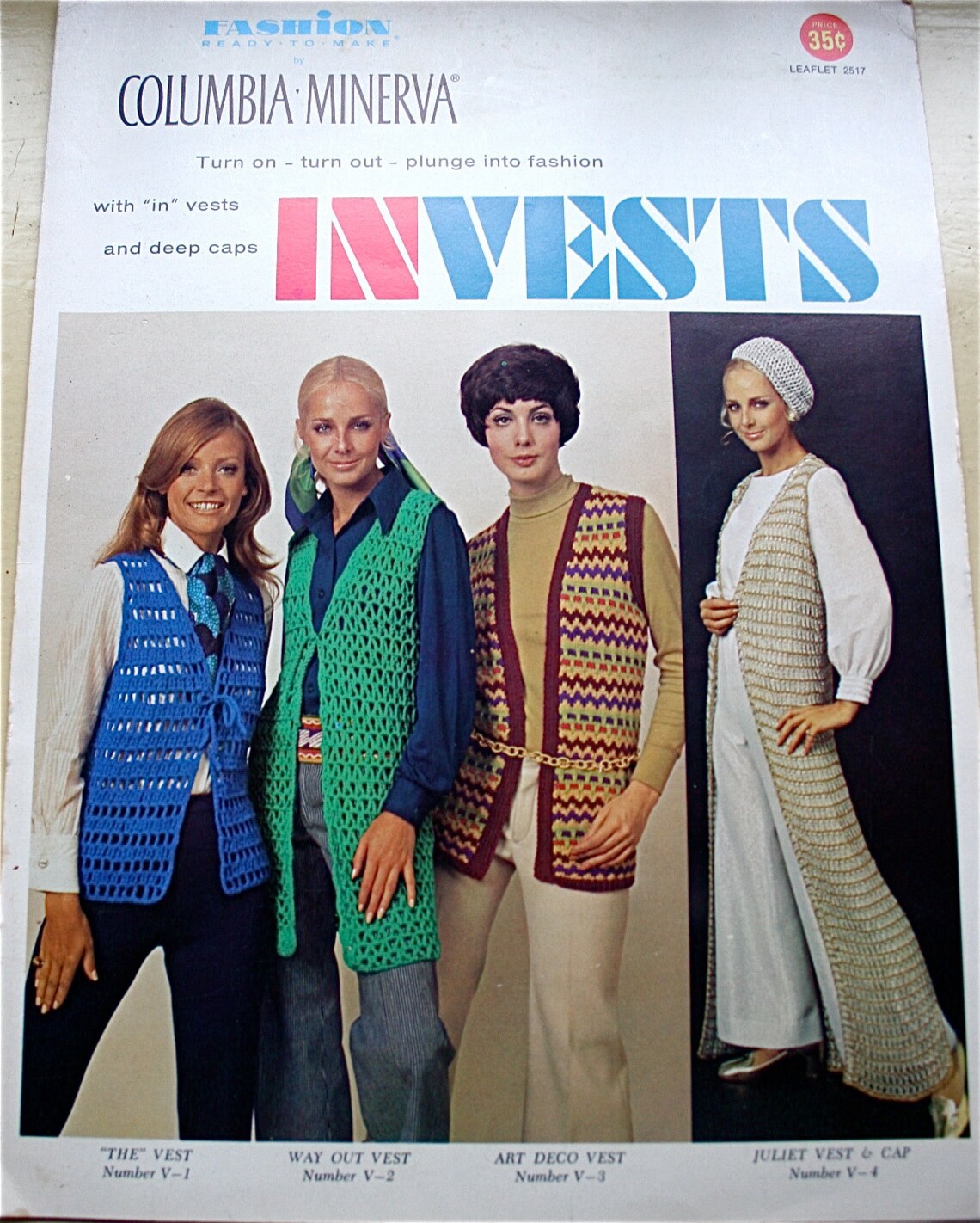 Columbia Minerva 2517 Vintage Vest Skirt Cap Knitting Patterns 1969 - Etsy