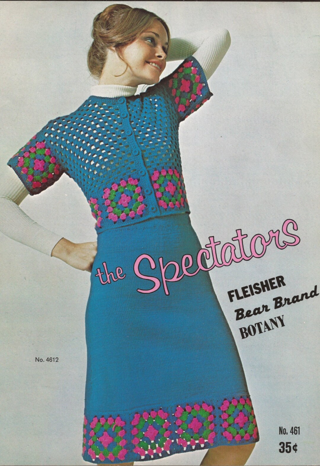 Vintage "spectators" Leaflet 1970s Knitting Crochet Granny Square ...