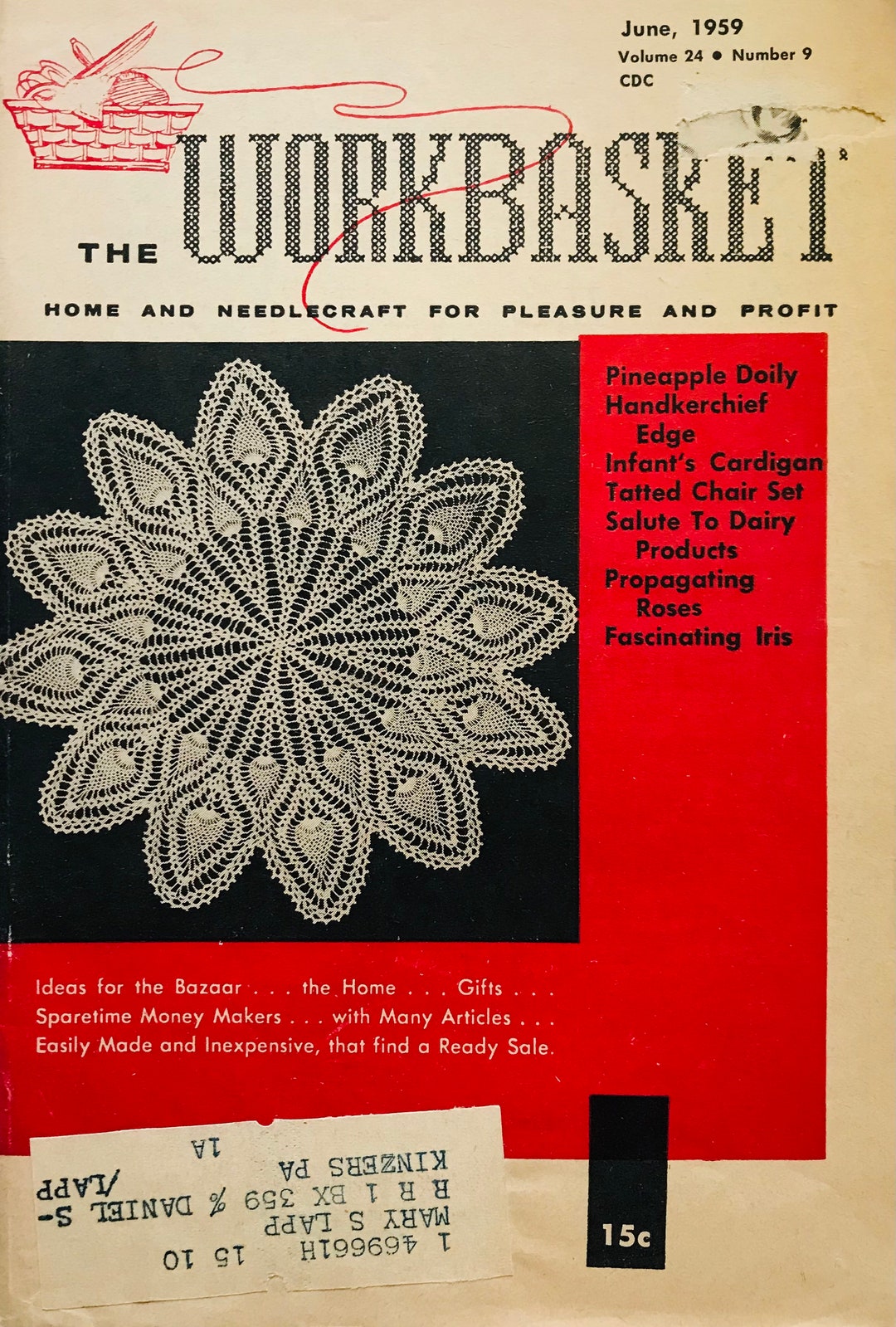 The Workbasket Magazine 1950s June 1959 Vintage Needlework Patterns ...
