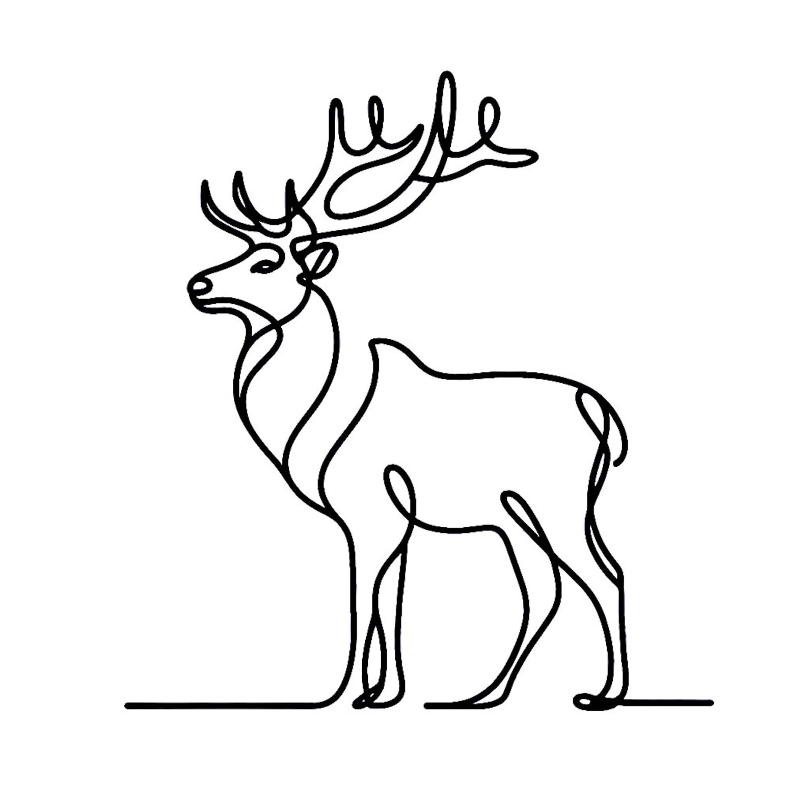 Line Art Elk - Etsy