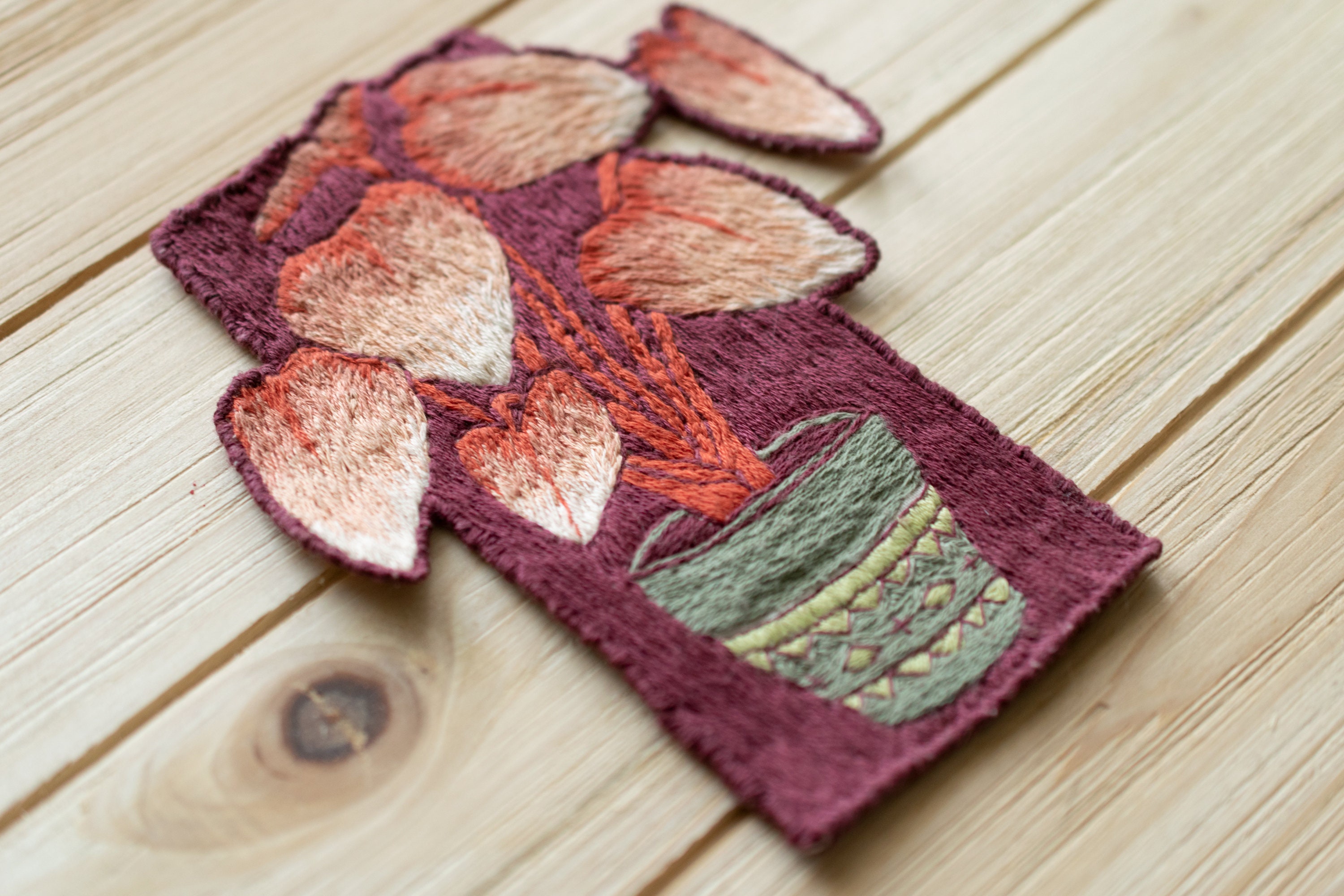 House Plant Embroidered Patch, Handmade Embroidery Sew on Patch, House ...