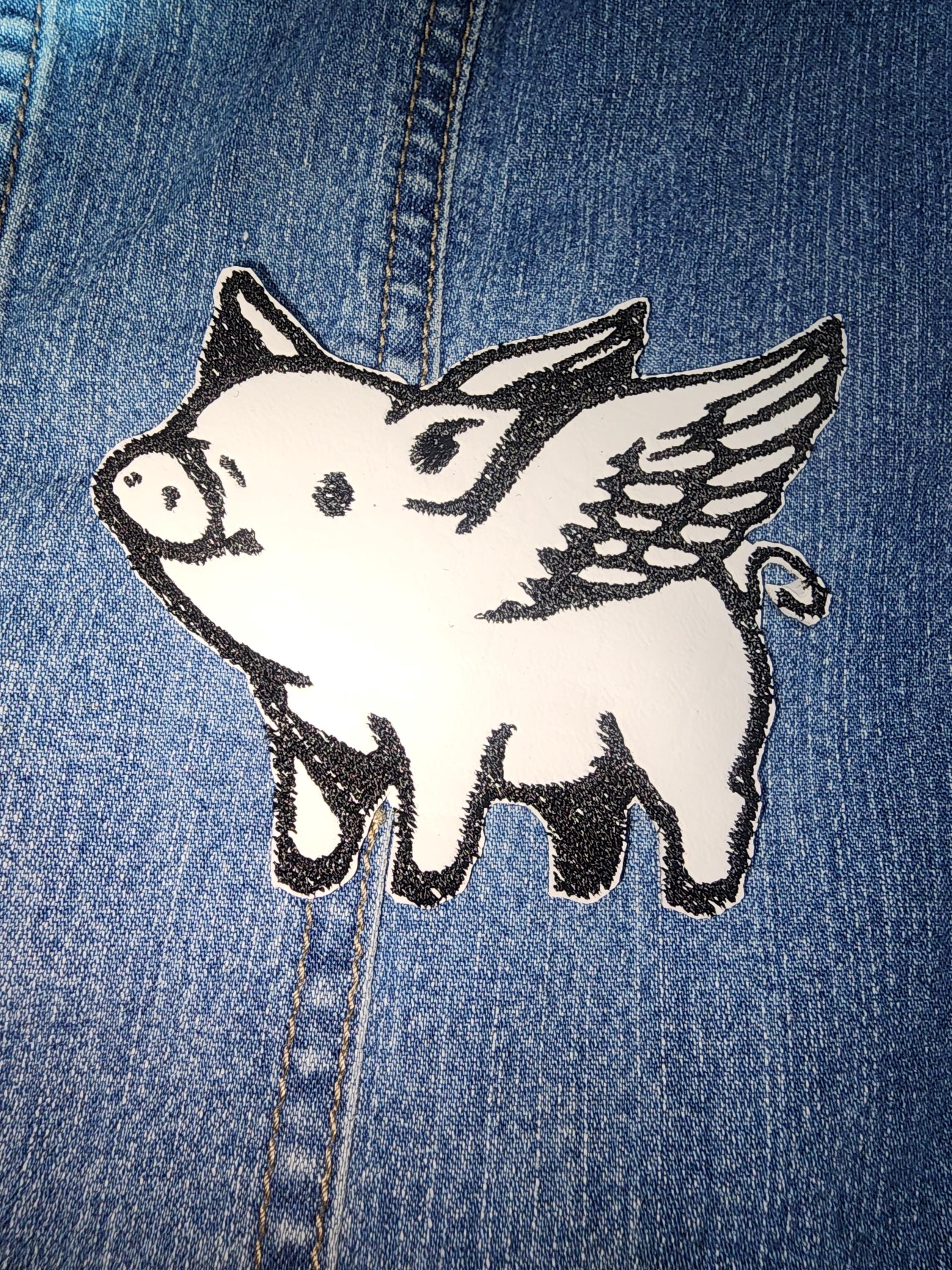 FLYING PIG Iron on Patch, Fashionably Twisted, Free Shipping, Custom ...