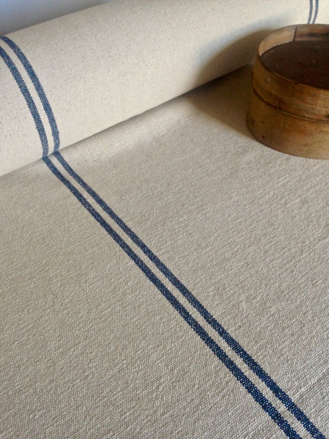 Sample of Rustic Provençal Blue Stripe Grainsack Fabric - Etsy