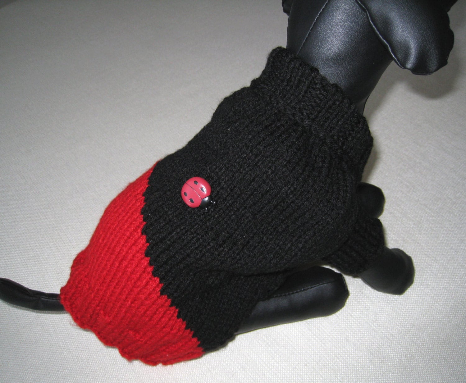 Dog Sweater Black and Red Ladybug Puppy Sweater Hand | Etsy