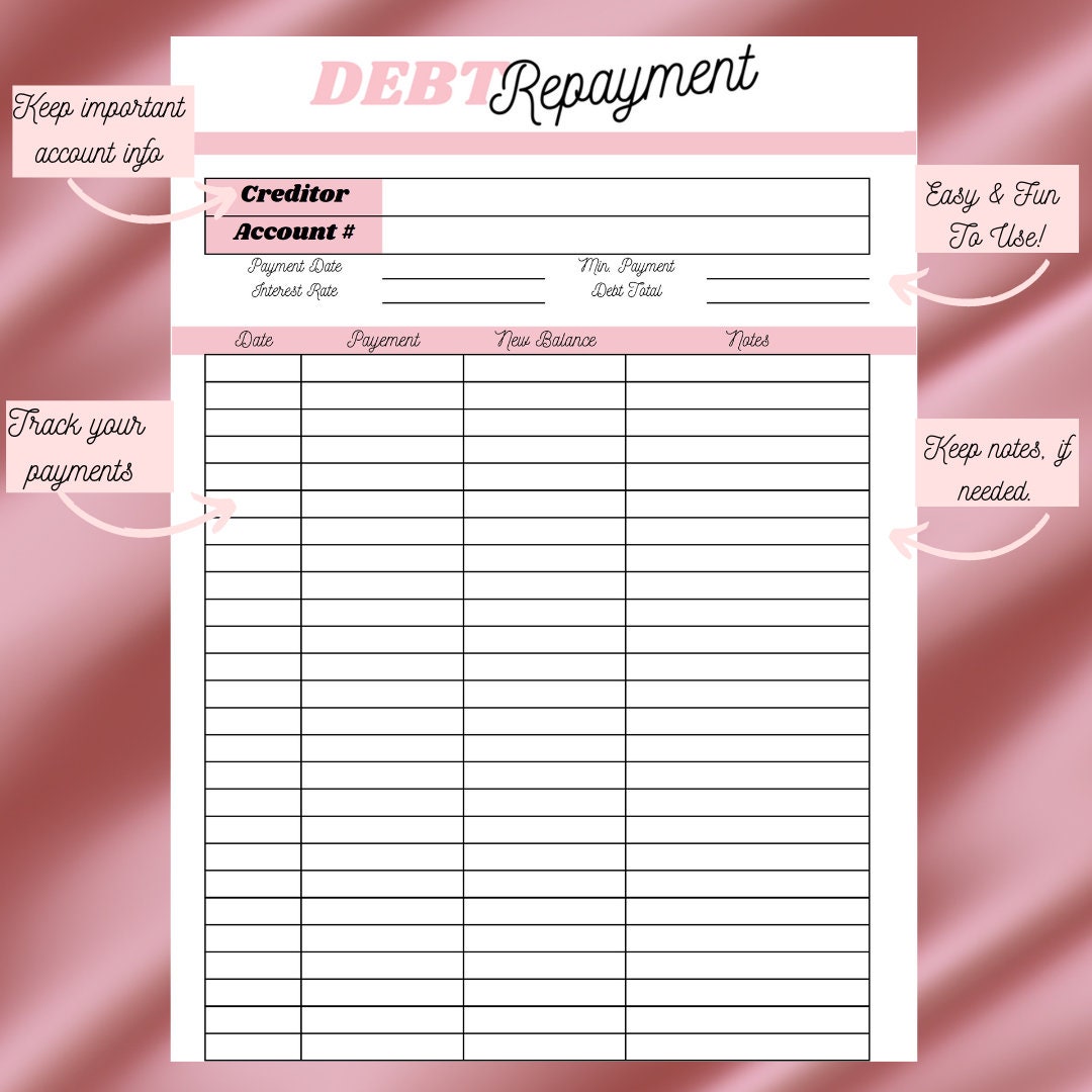 Debt Repayment Rose & Bubbly, Pretty Stylish Finance Tracking ...