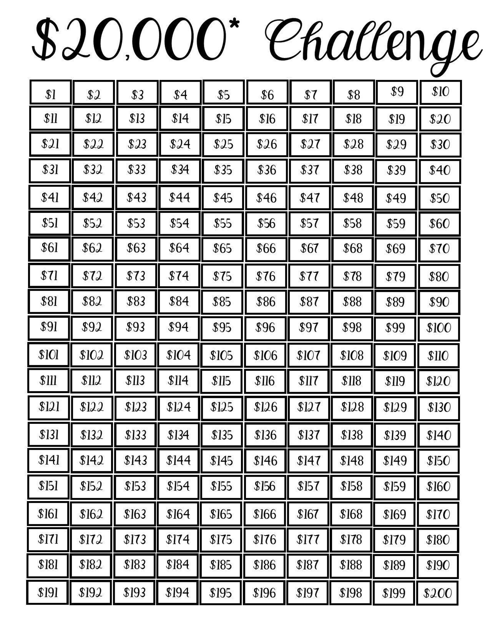 20000 Money Couples Weekly Challenge Sheet Digital Download Etsy Canada