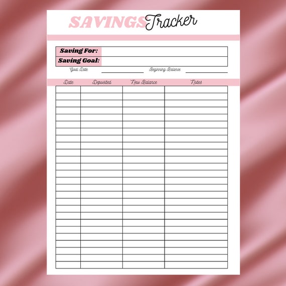 Savings Tracker Rose & Bubbly Pretty Stylish Finance - Etsy