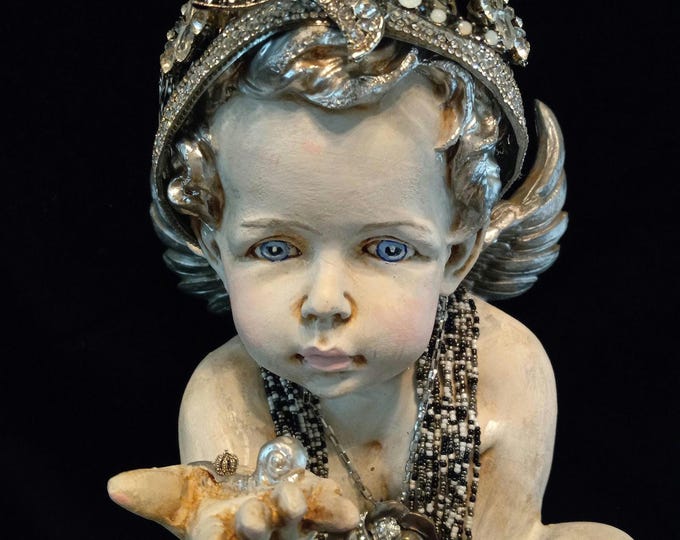 OOAK Shabby Chateau Chic Cherub With Crown French Nordic Religious ...