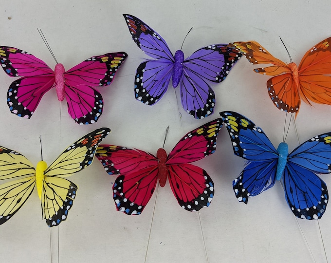 12 Colorful Feather Butterflies, Craft Butterflies, Butterflies for ...