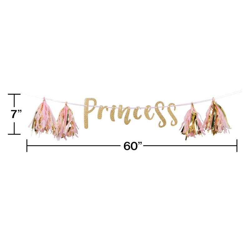 Glittery Pink Princess Banner With Tassels Pretty Princess - Etsy