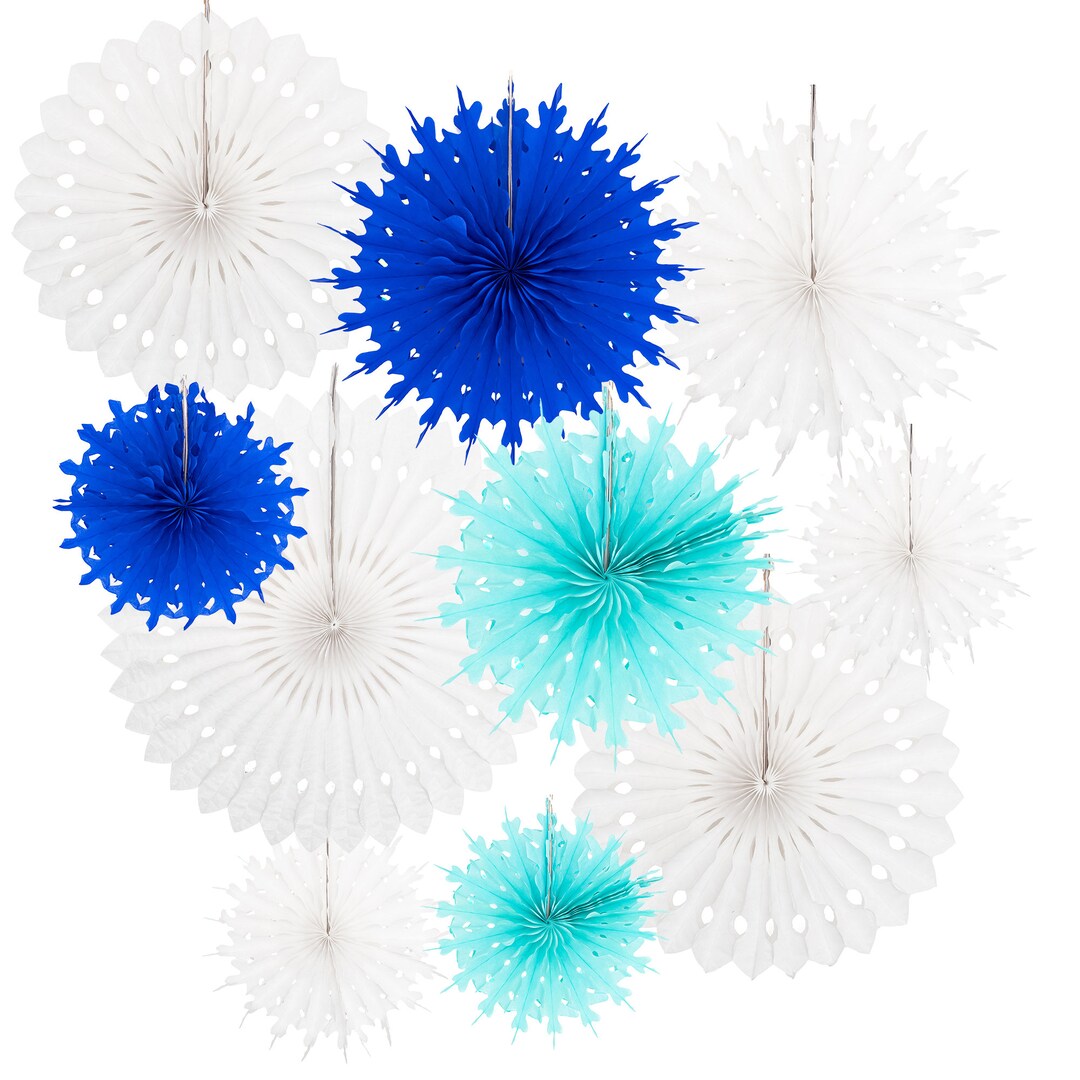12pc Winter Snowflake Paper Fan Set, Snowflake Party Decorations ...