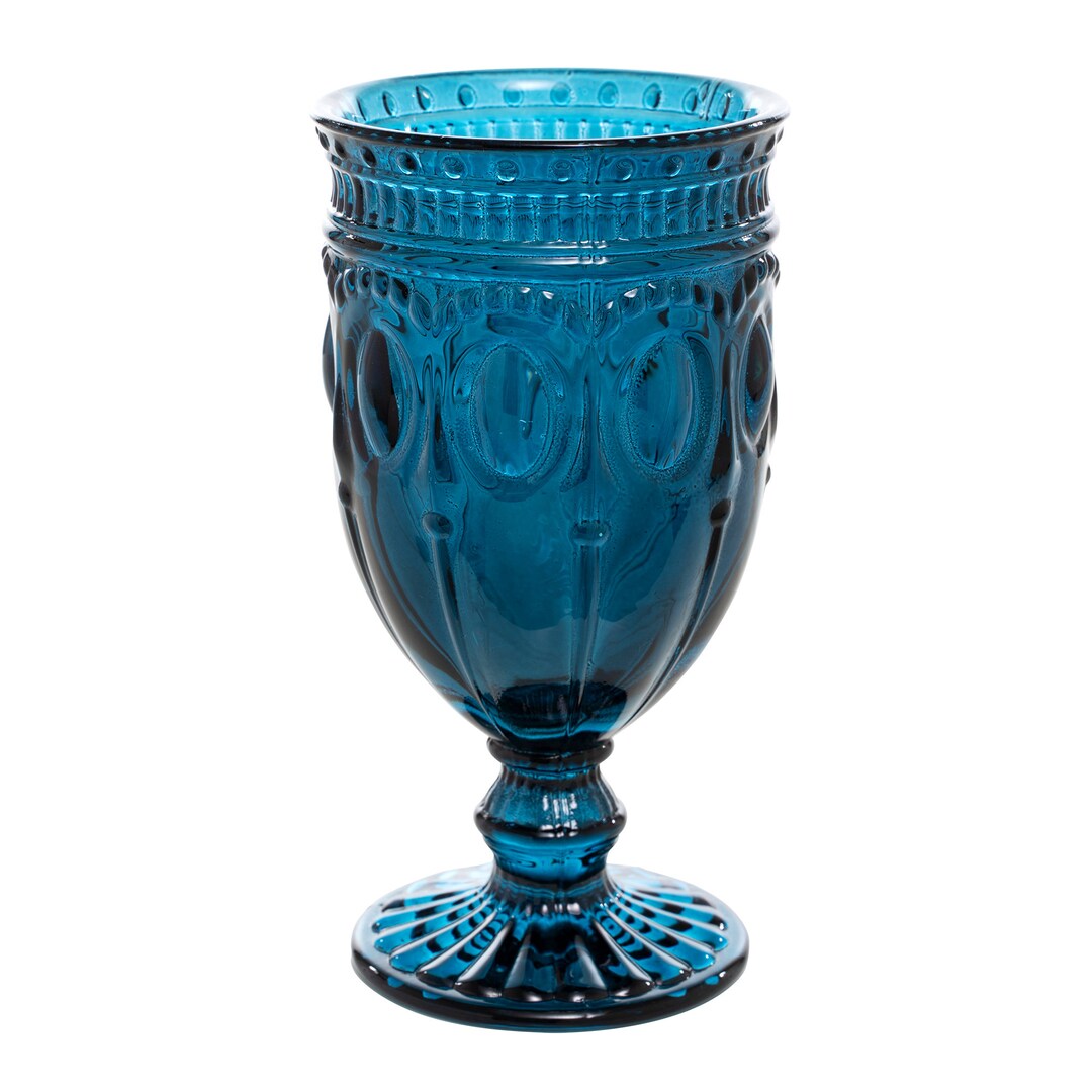 10oz Navy Blue Vintage Inspired Glass Goblet, DIY Wedding Tableware ...
