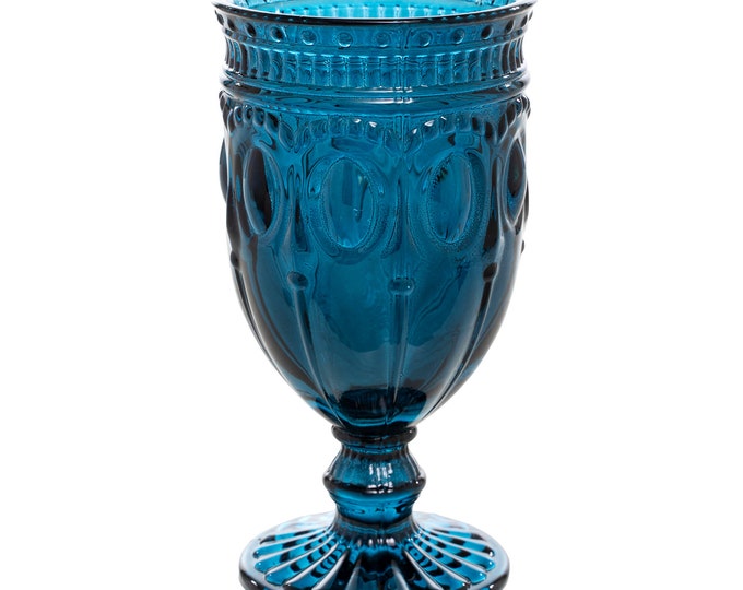 10oz Navy Blue Vintage Inspired Glass Goblet, DIY Wedding Tableware ...