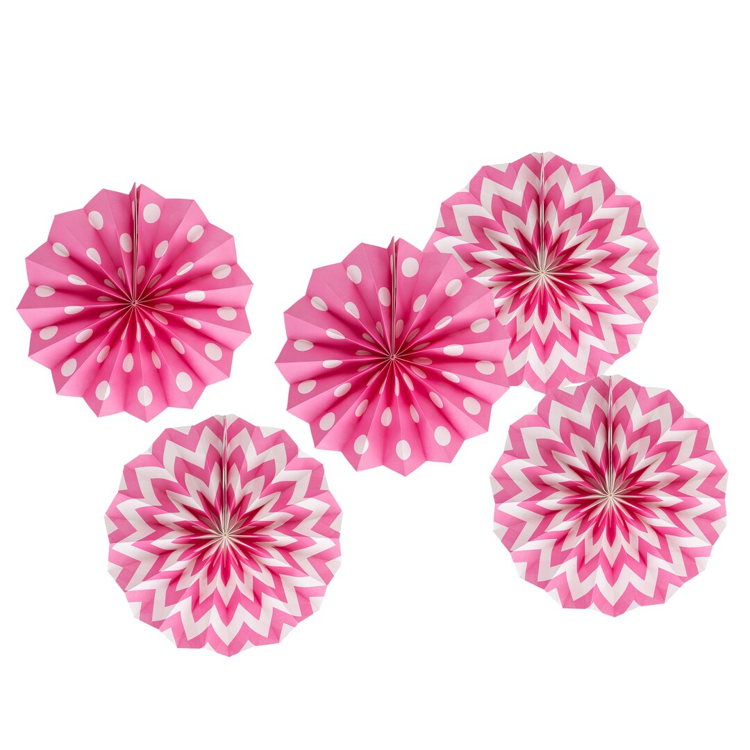 Pink Paper Fan Party Set, Baby Shower Decor, Birthday Party, Paper Fan ...