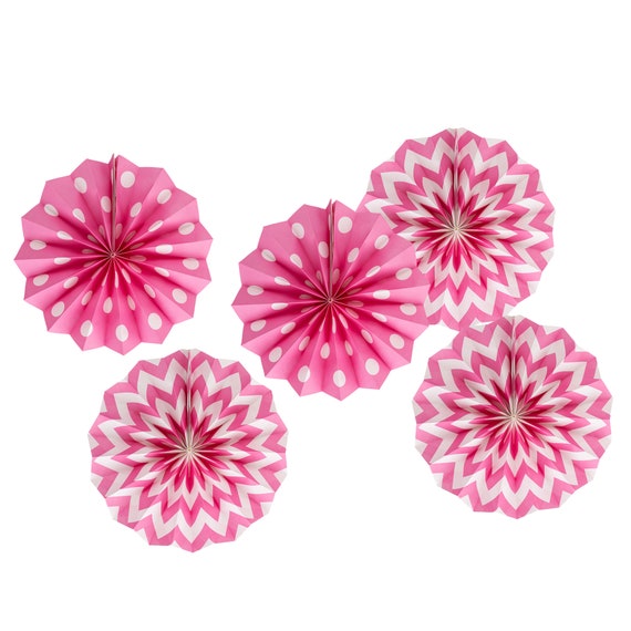 Pink Paper Fan Party Set Baby Shower Decor Birthday Party - Etsy