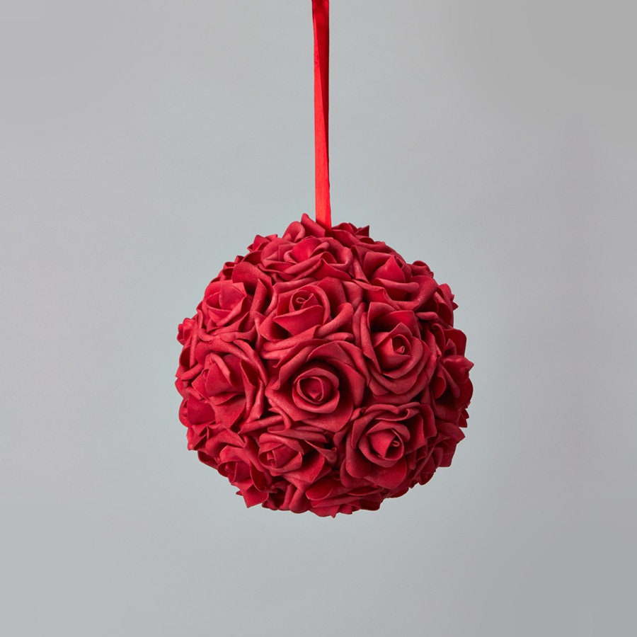 Red Foam Rose Soft Touch Flower Ball Red Pomander Flower | Etsy