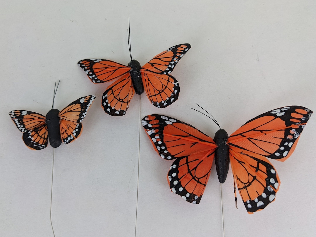 Monarch Feather Butterflies, Craft Butterflies, Butterflies for Flowers ...