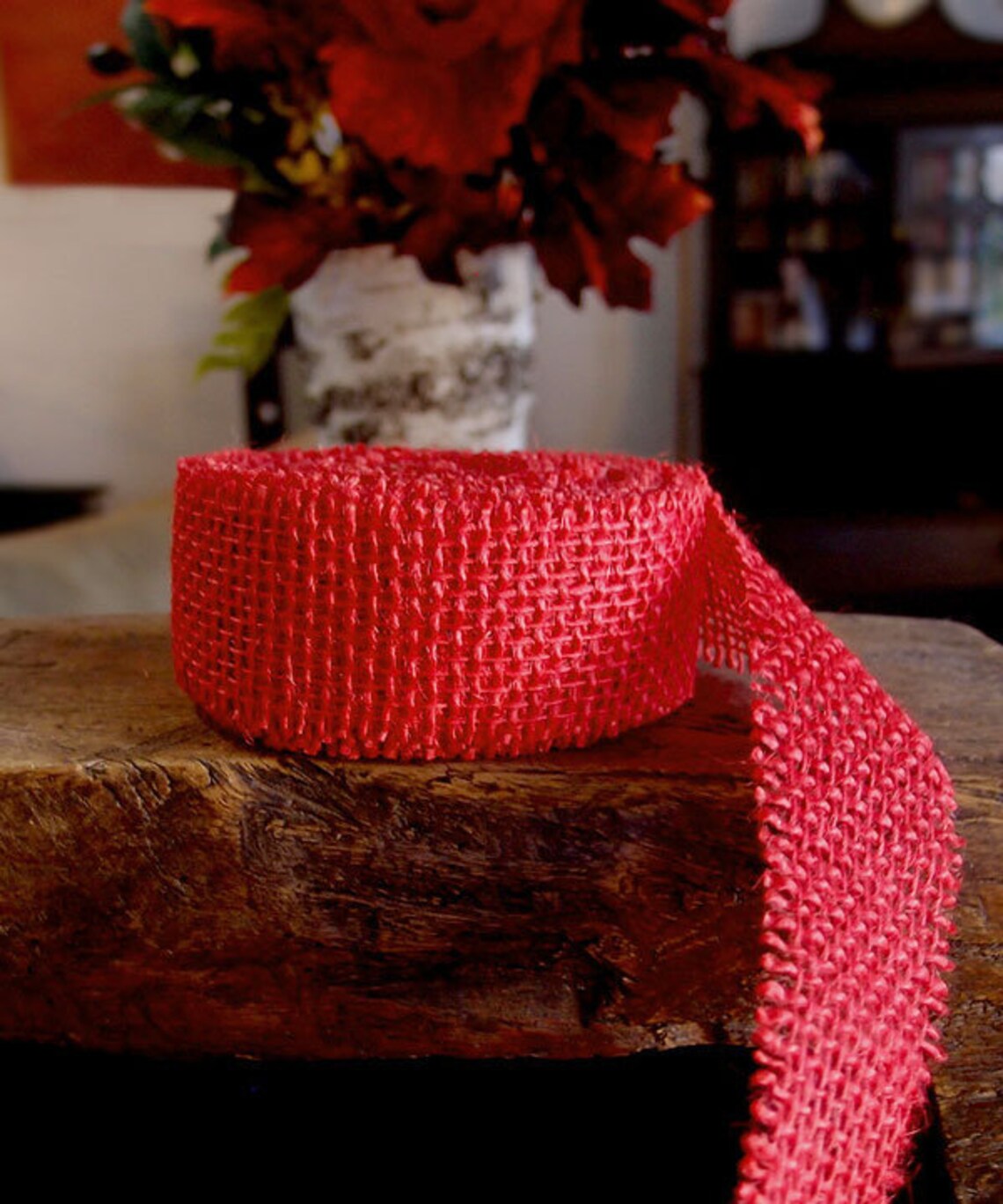 1.5x 10 Yards Red Jute Ribbon With Fringe Edge Burlap - Etsy