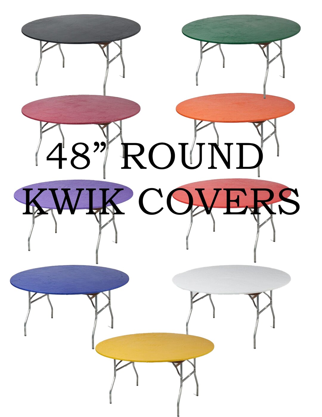 42" - 48" Round Kwik Covers Plastic Fitted Stretchable Tablecloths ...