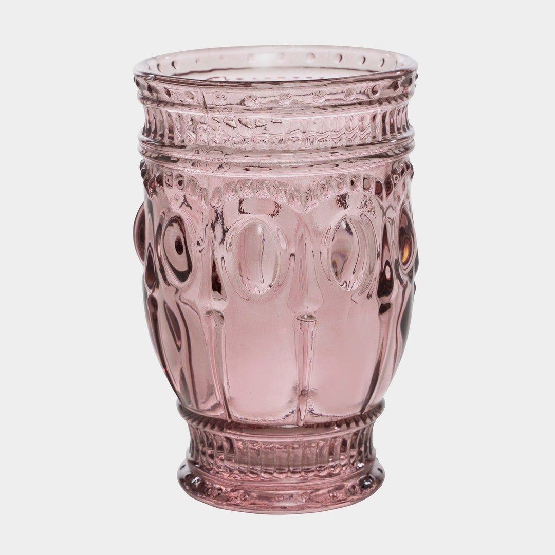 10oz Blush Vintage Inspired Glass Goblet, DIY Wedding Tableware, Pink ...