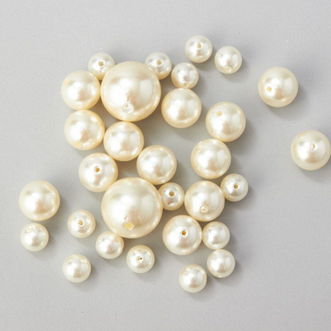 Ivory Plastic Beads – Assorted Sizes, 84 Pc Jewelry Beads - Etsy