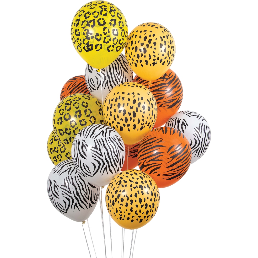 Printed Animal Latex Balloon Bouquet, Safari Baby Shower, Birthday, Zoo ...