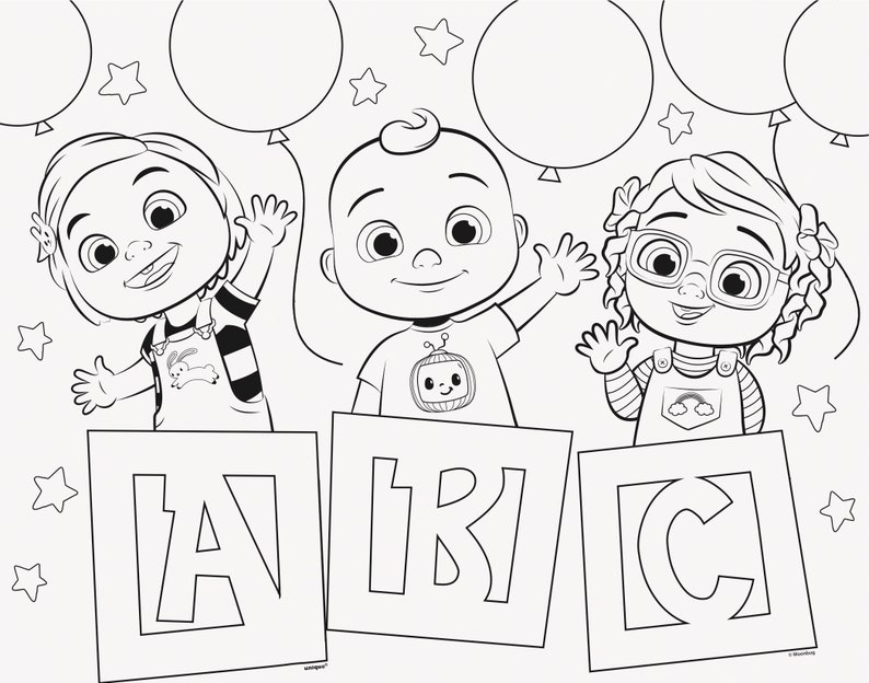 8 Cocomelon Coloring Paper Placemats Cocomelon Birthday - Etsy