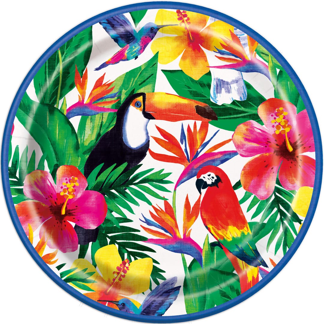 Tropical Party Lunch Plates, Beach Party, Pool Party, Spring, Party ...