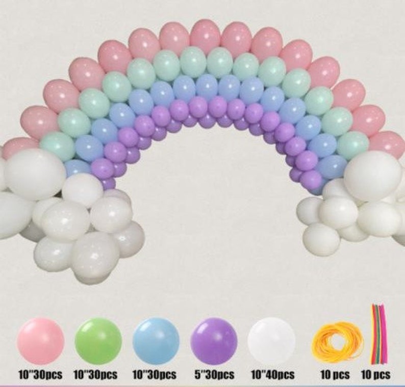 Large Pastel Rainbow Balloon Arch Diy Cloud Garland Kit Etsy