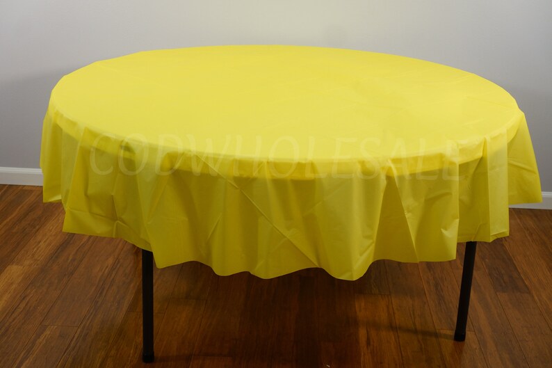 84 Round Yellow Plastic Tablecloths for Parties Large - Etsy