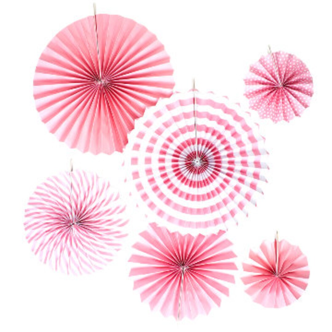 Pink 6pc Paper Fan Party Set, Baby Shower Decor, Birthday Party - Etsy