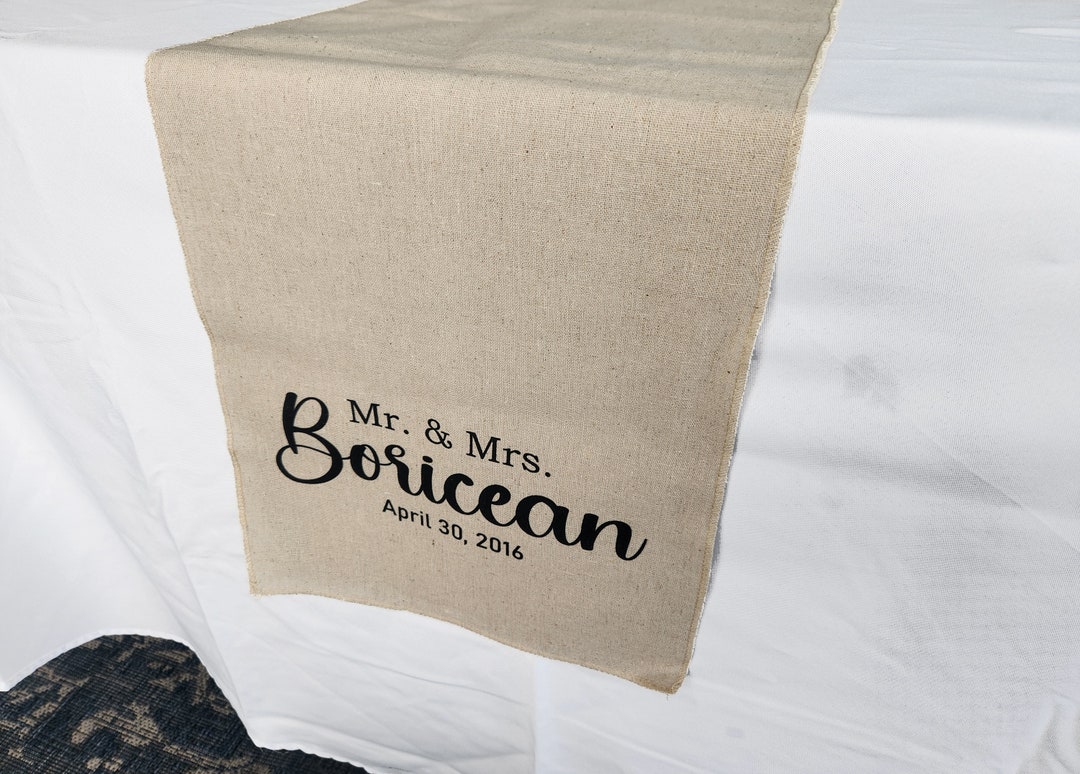 Personalized Linen Wedding Table Runner, Wedding Table Runner ...