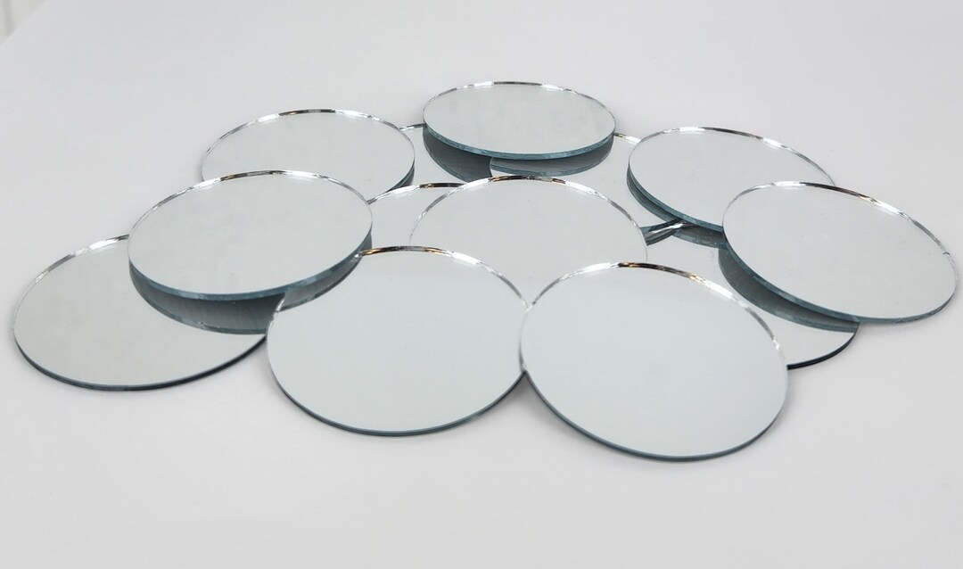 100 - 1.5" Inch Round Glass Craft and Hobby Mirrors, Small Round Glass ...