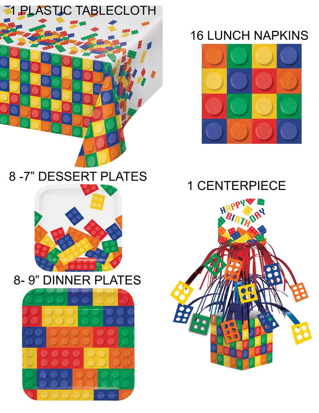 Blocks Party Pack for 8, Building Block Party, Boy Birthday, Birthday ...