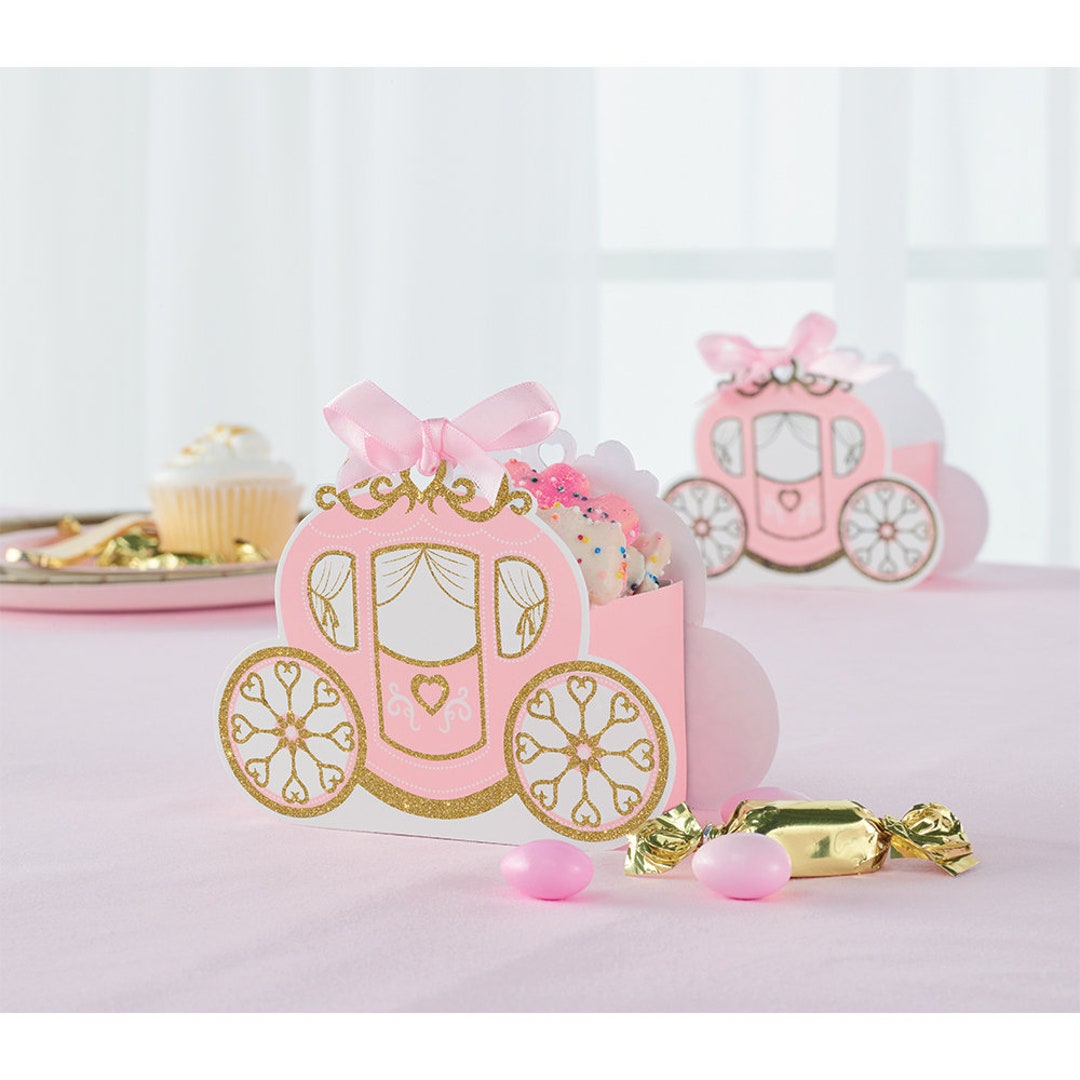 8-3d Pink Princess Carriage Favor Boxes, Pretty Princess Birthday ...
