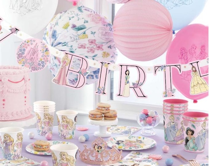 Princess Birthday Party Decorations Princess Birthday Banner Ariel ...