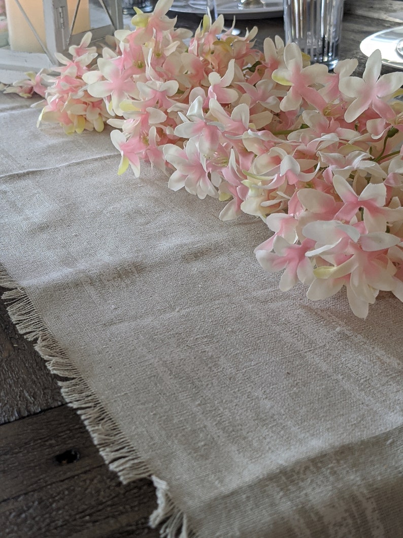 Natural Linen runner with whites stripes stripes kitchen | Etsy