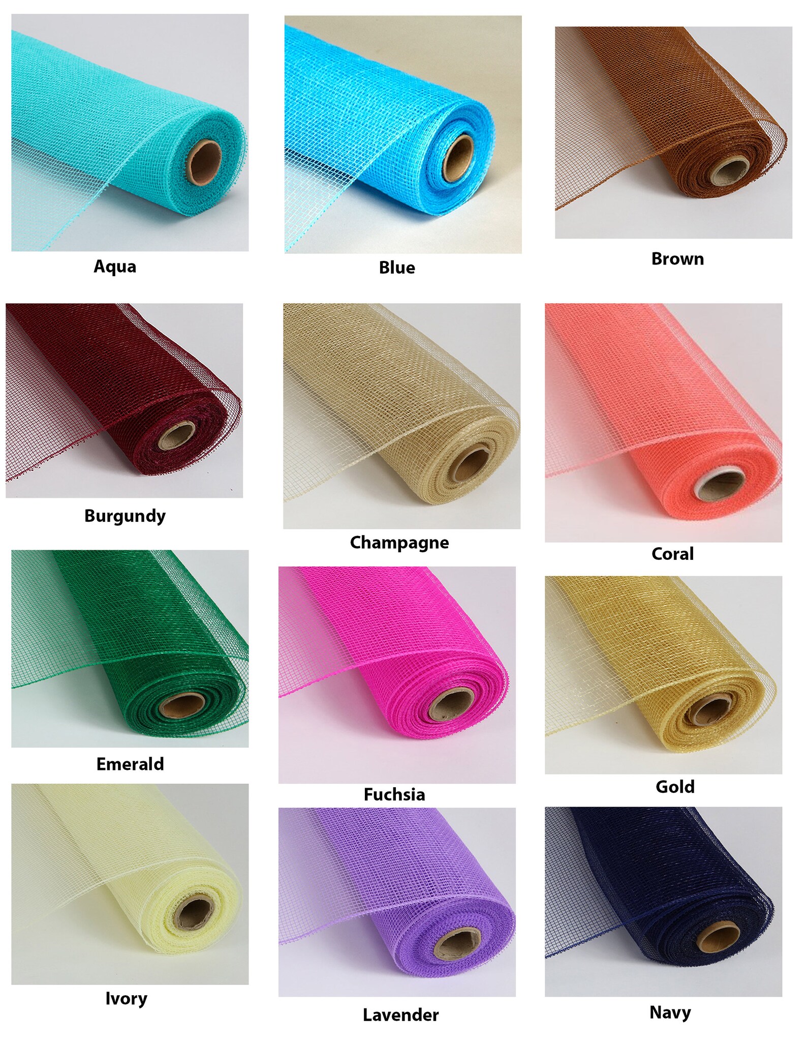 10" Decorative Poly Mesh Roll Solid Color, Wreath Mesh, DIY Wreath ...