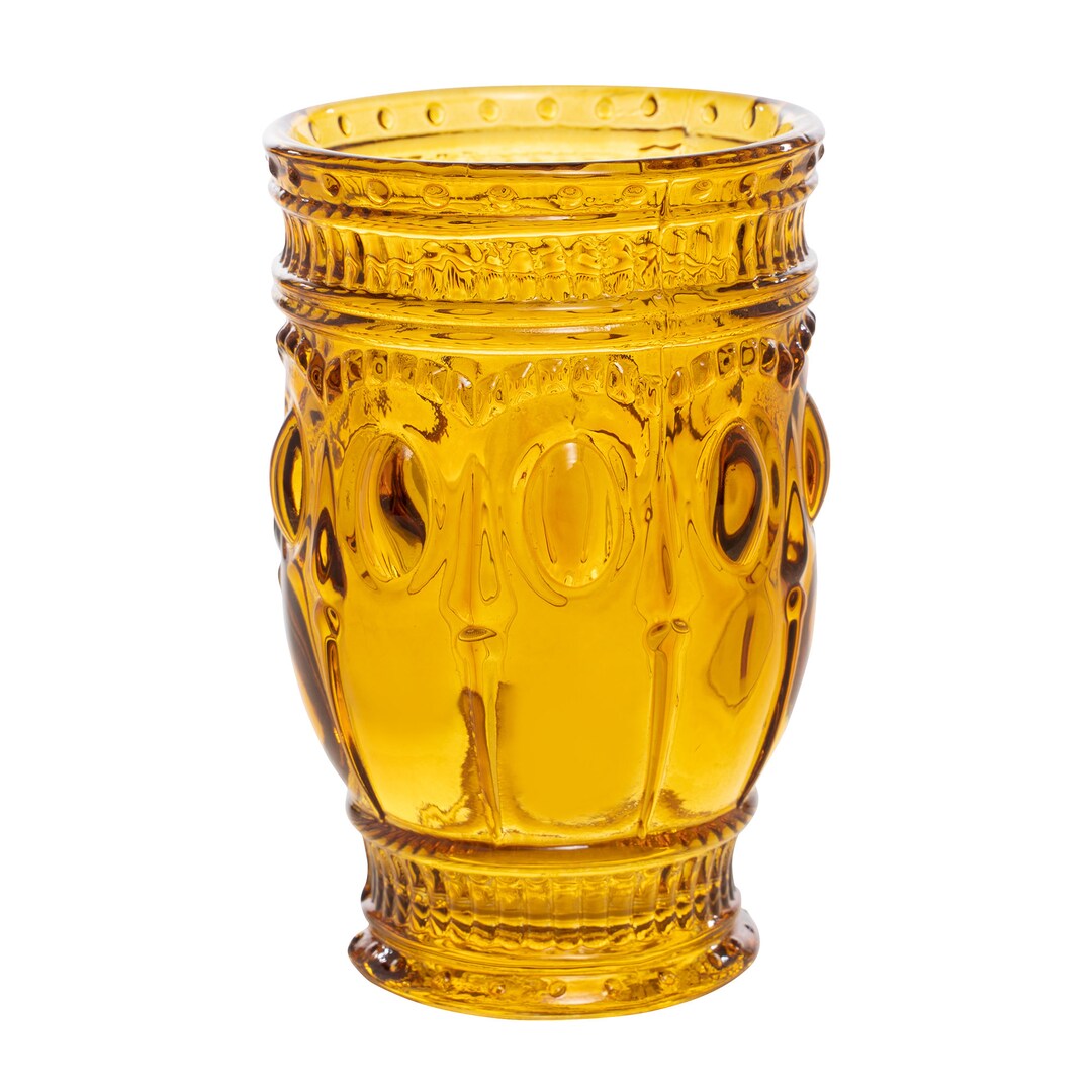 10oz Amber Vintage Inspired Glass Goblet, DIY Wedding Tableware, Gold ...