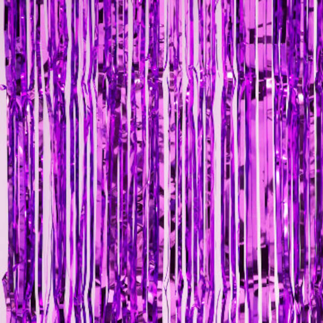 Purple Metallic Fringe Curtain Panel. Birthday Party Backdrop, Sparkle ...